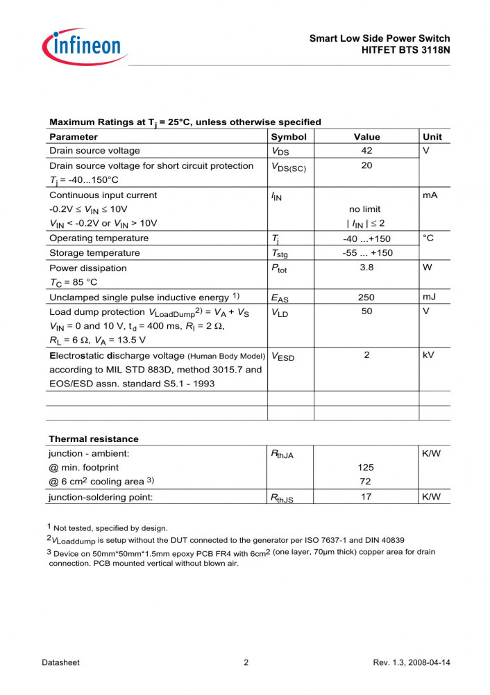 BTS3118N datasheet page 2