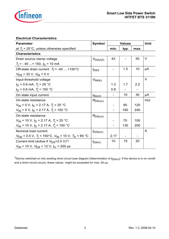 BTS3118N datasheet page 3