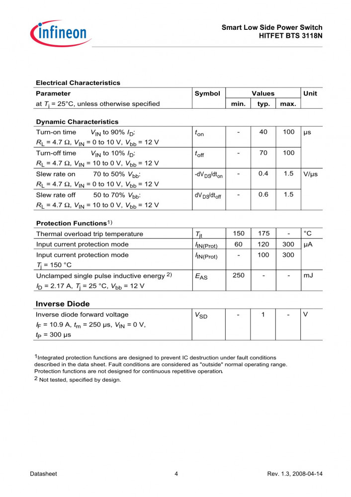 BTS3118N datasheet page 4