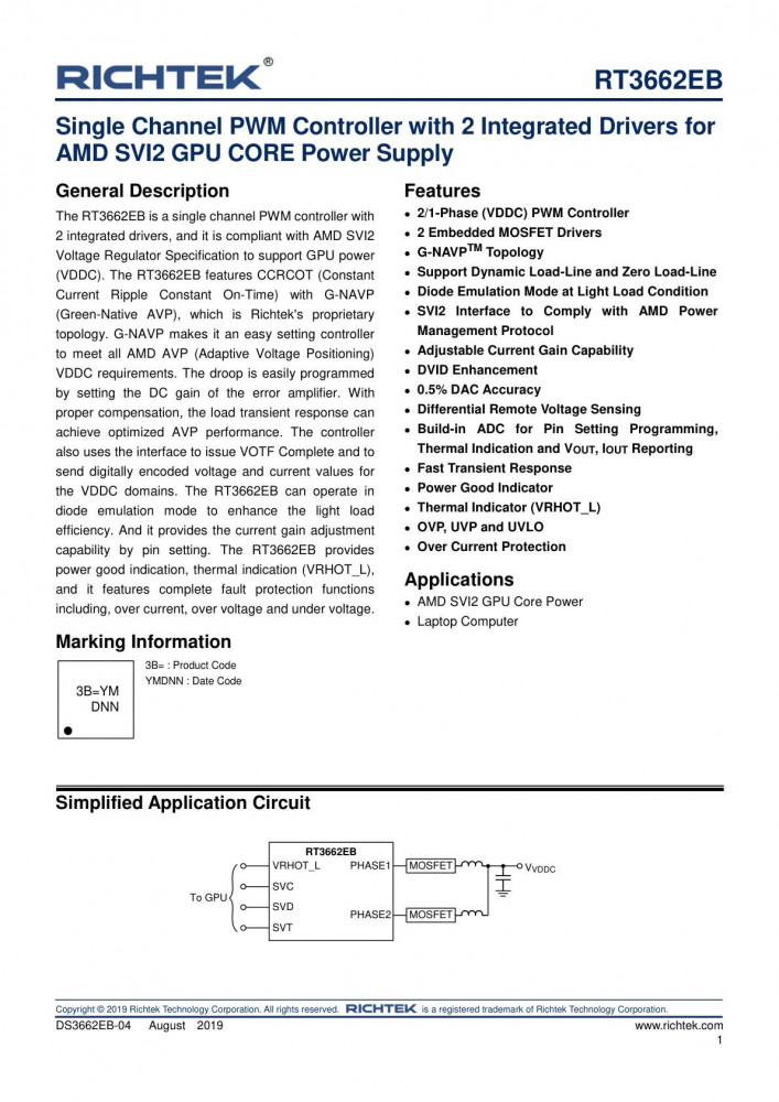 RT3662EB datasheet page 1