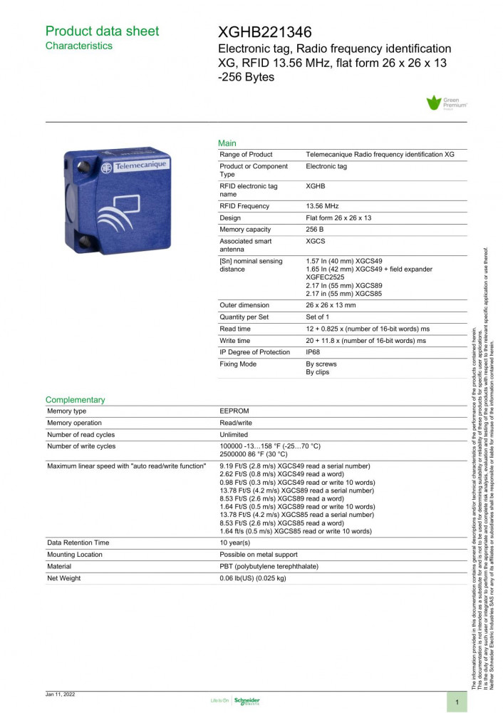 XGHB221346 product document page 1