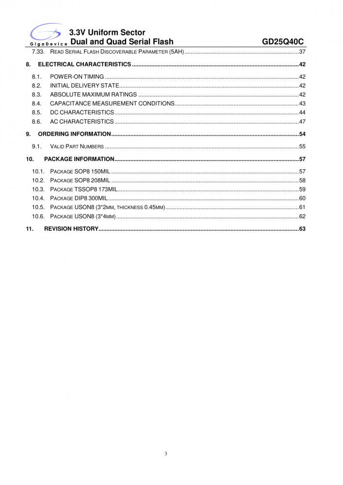 GD25Q40C datasheet page 3