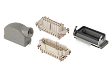 Heavy-Duty Connector Kit, 6 Pole, Series S-E Female-Male Inserts, Pg16 Die-cast Aluminum Hood-Side Entry, Bulkhead Housing-Vertical, 1 Lever, Size 6B «44x27», Grey for sale