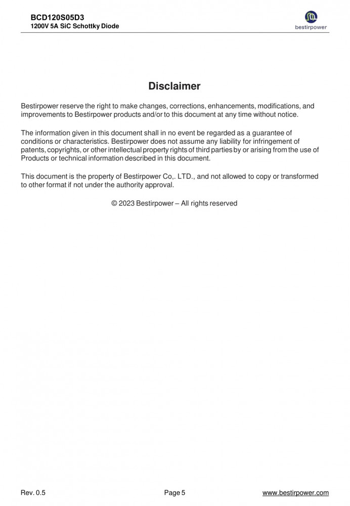 BCD120S05D3 datasheet page 5
