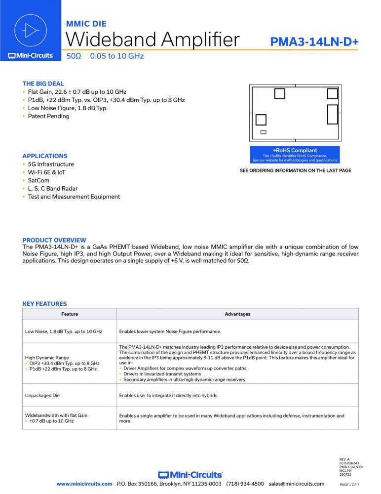 PMA3-14LN-DG+ datasheet page 1