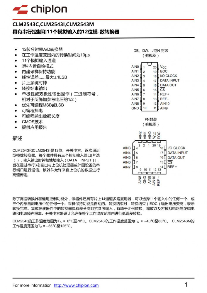 CLM2543 datasheet page 1