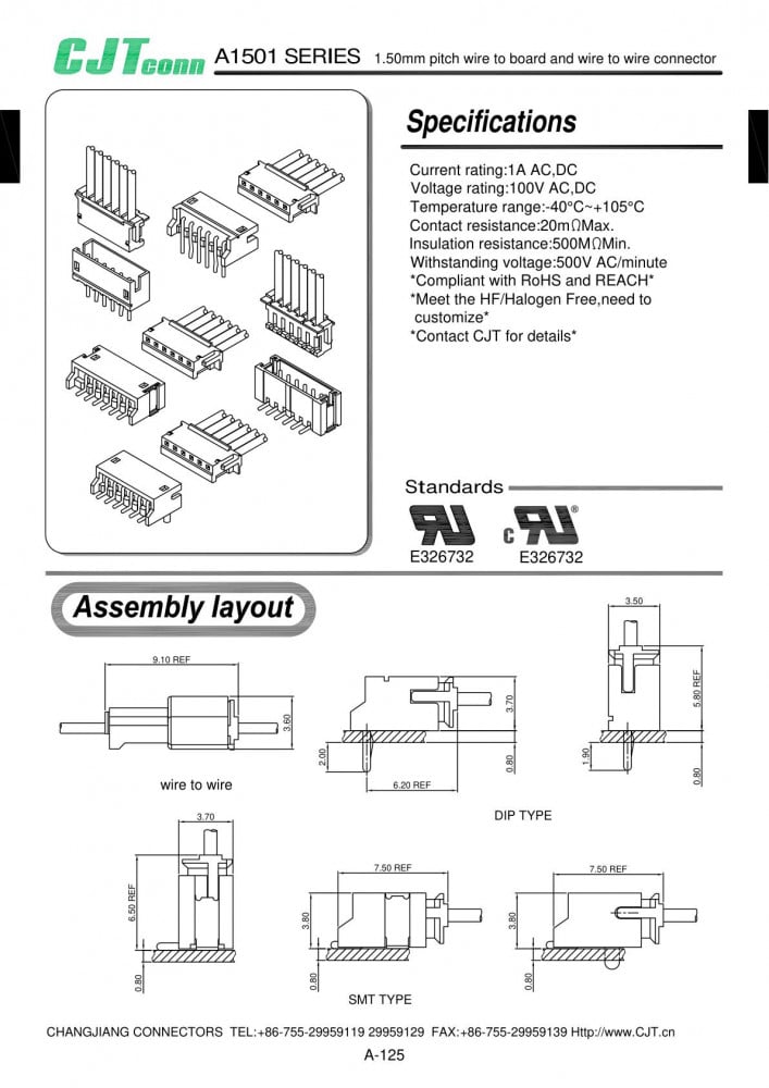 CJT A1501 series datasheet page 1