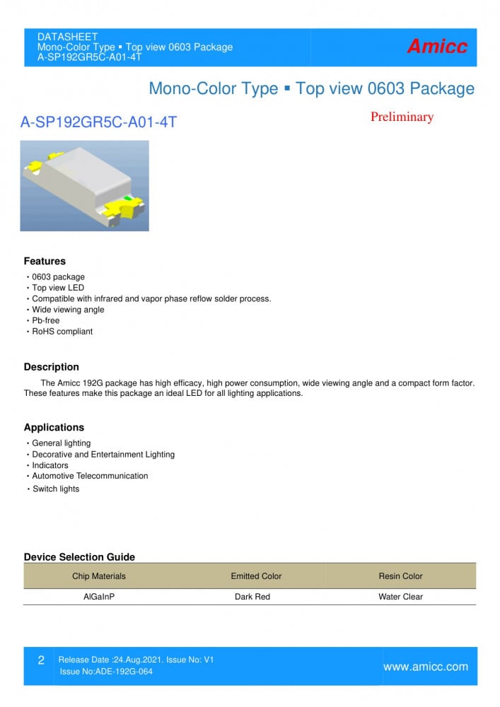 A-SP192GR5C-A01-4T datasheet page 2
