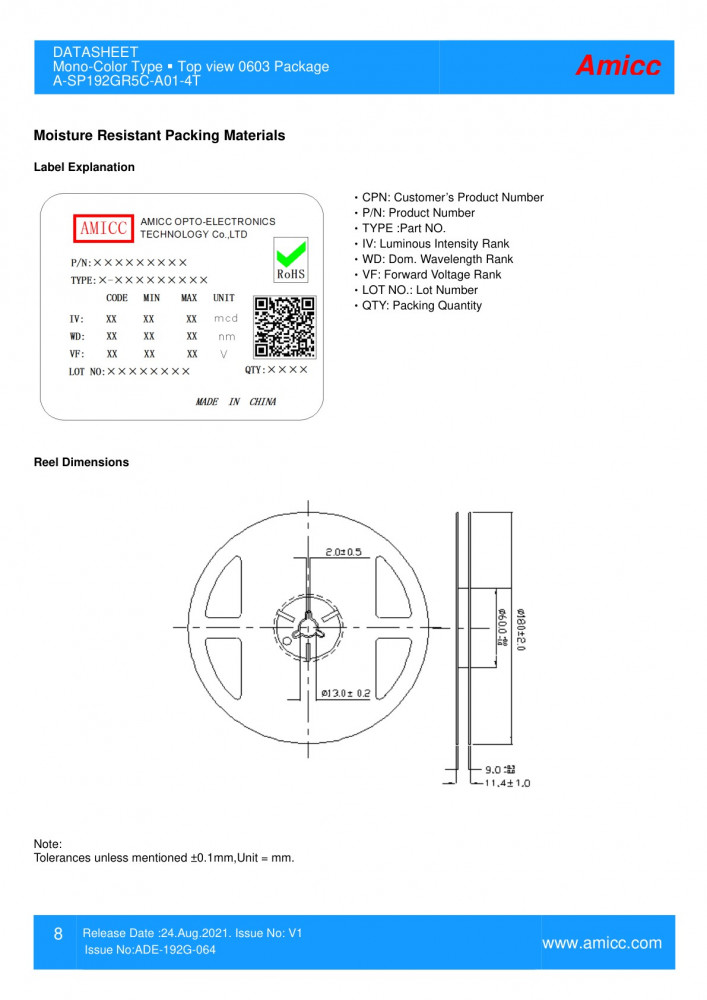 A-SP192GR5C-A01-4T datasheet page 8