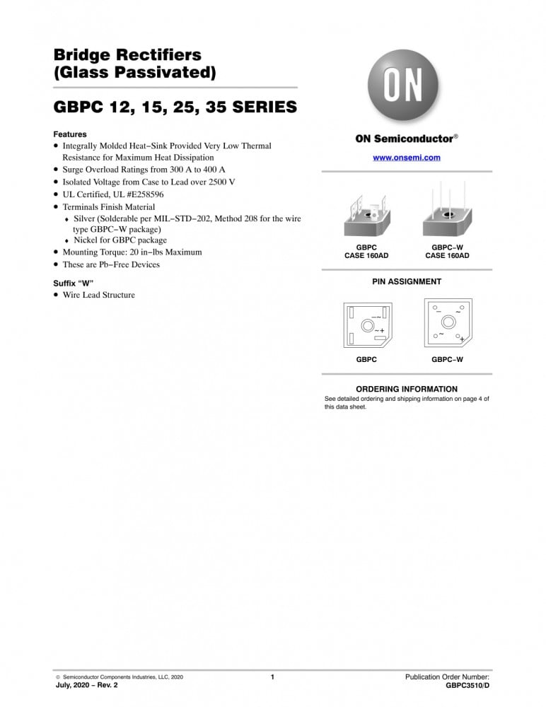 GBPC12005 datasheet page 1