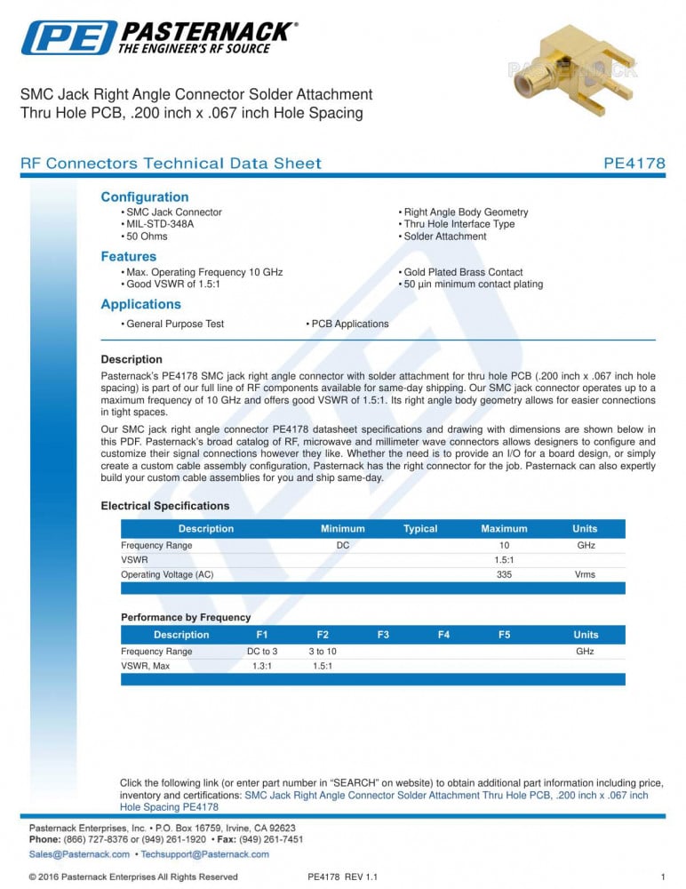 PE4178 datasheet page 1
