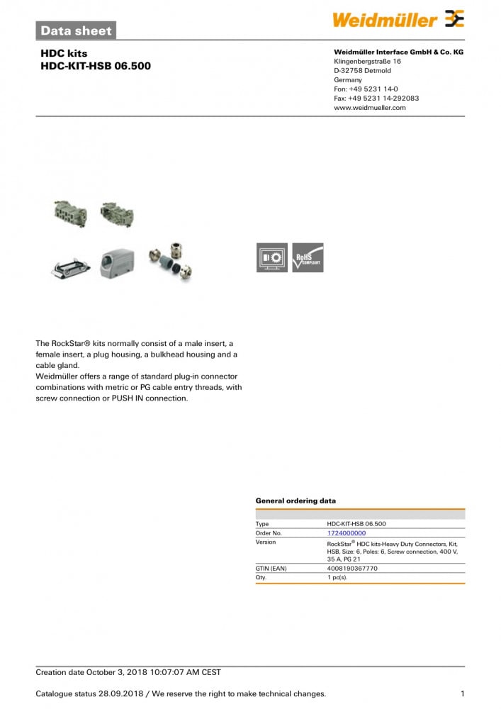 WEIDMULLER 1724000000 technical document page 1