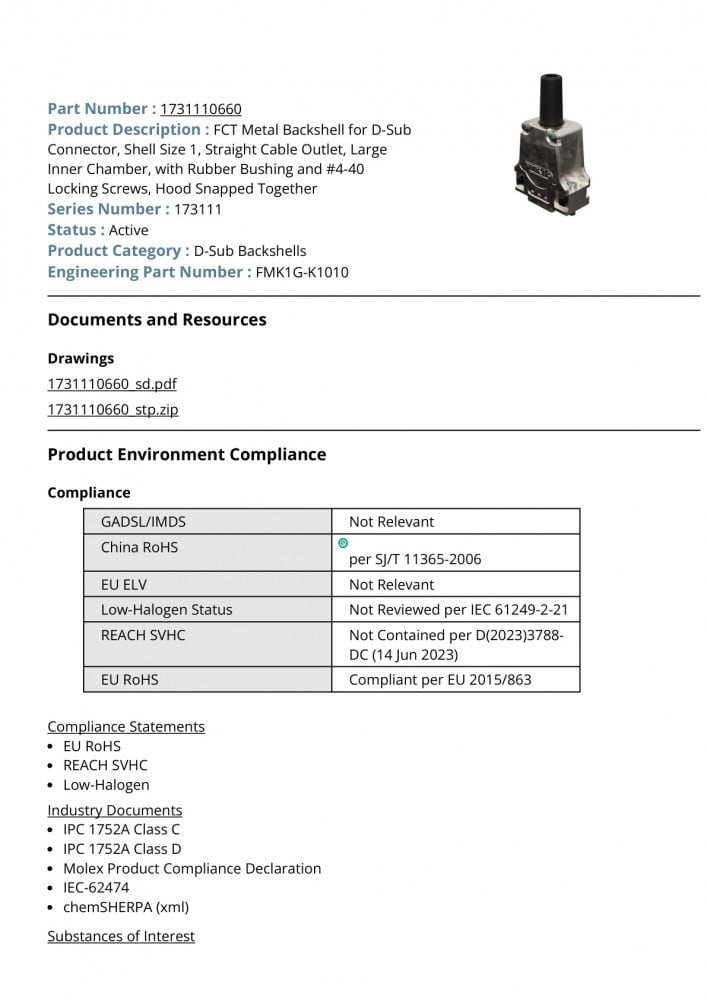 MOLEX 1731110660 drawing preview, page 1