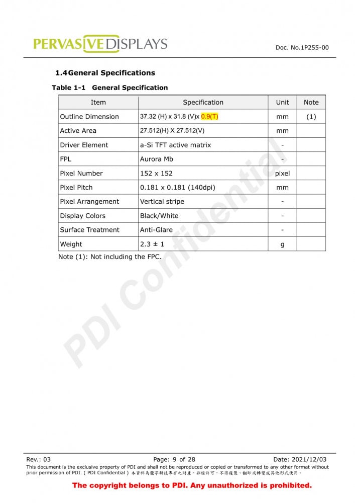 E2154CS0C1 specification page 9