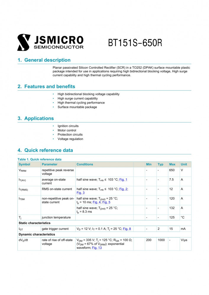 BT151S-650R datasheet page 1