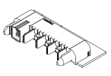 EXTreme Ten60Power Right-Angle Receptacle with Side Guides, 15 Signal Circuits, 7 DC Power Circuits with 3 Voids
