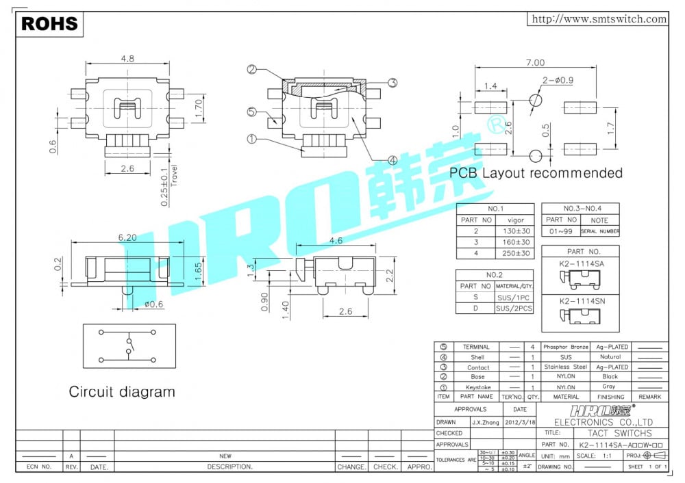 K2-1114SA-A4SW-06 manufacturer drawing