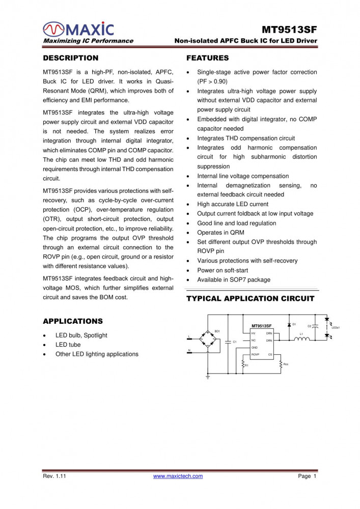MT9513SF technical document page preview