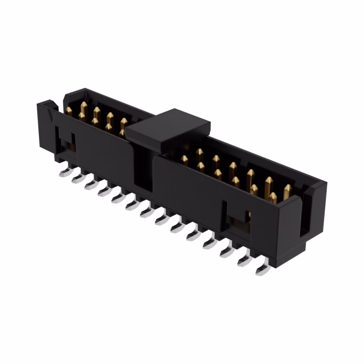 2.00mm Pitch, Milli-Grid PCB Header, Dual Row, Vertical, Surface Mount, Shrouded, 28 Circuits, 0.05µm Gold (Au) Plating, Dual Side Slots, Dual Friction Locks, Center Polarization, with Cap, Tube for sale