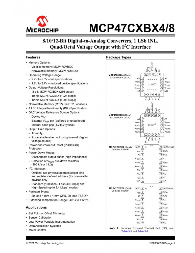MCP47CVB08 datasheet page 1
