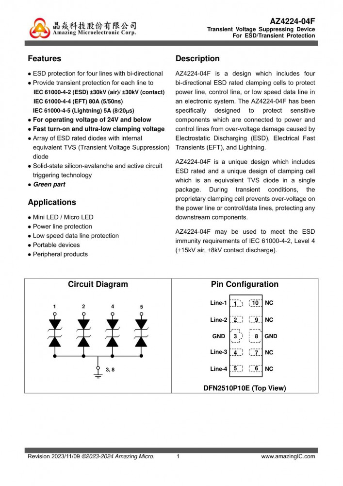 AZ4224-04F datasheet page 1