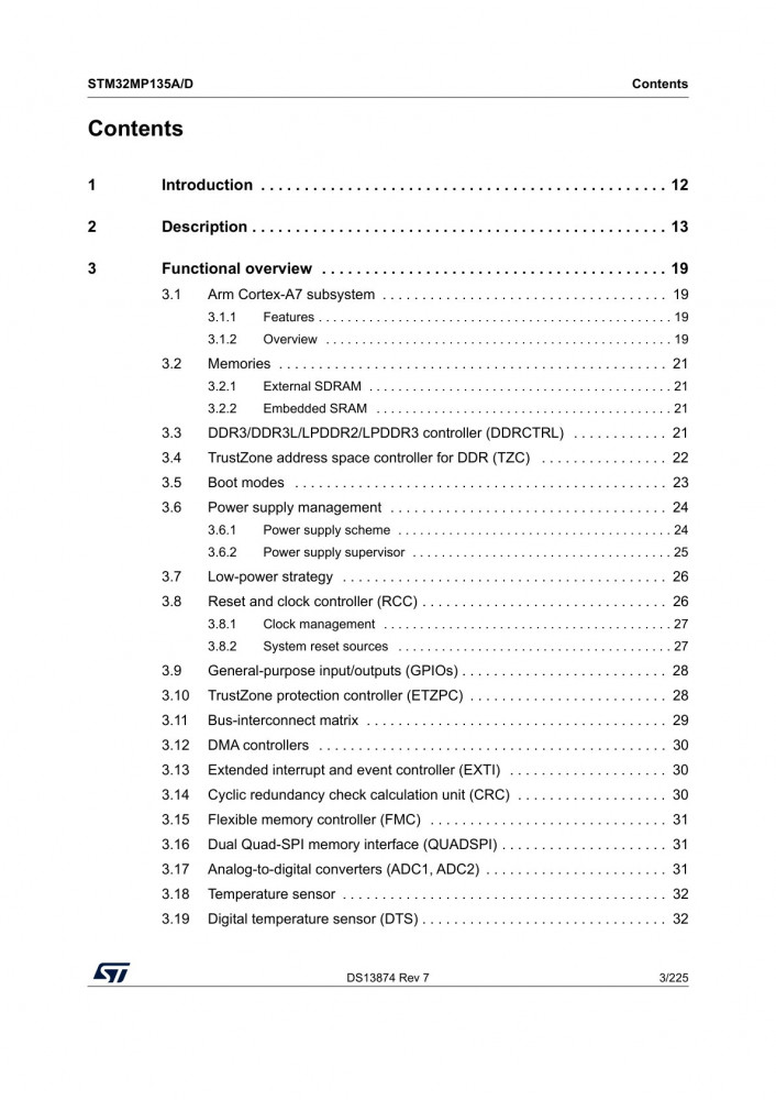 STM32MP135A technical document page 3