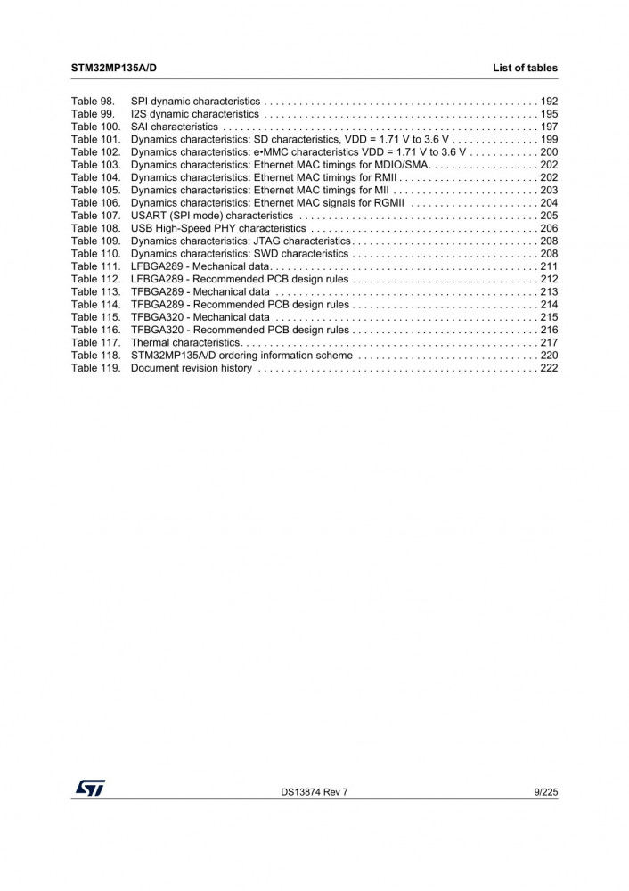 STM32MP135A technical document page 9