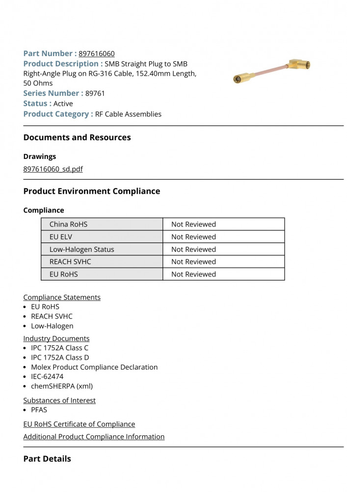 MOLEX 897616060 drawing preview, page 1