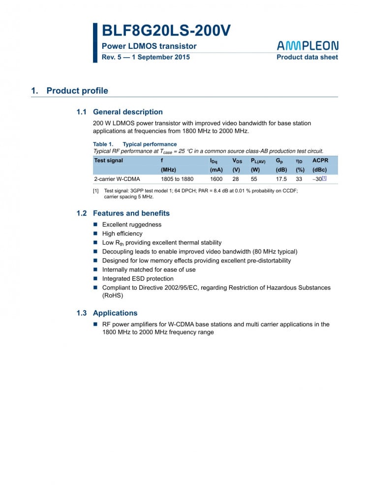 BLF8G20LS-200V datasheet page 1