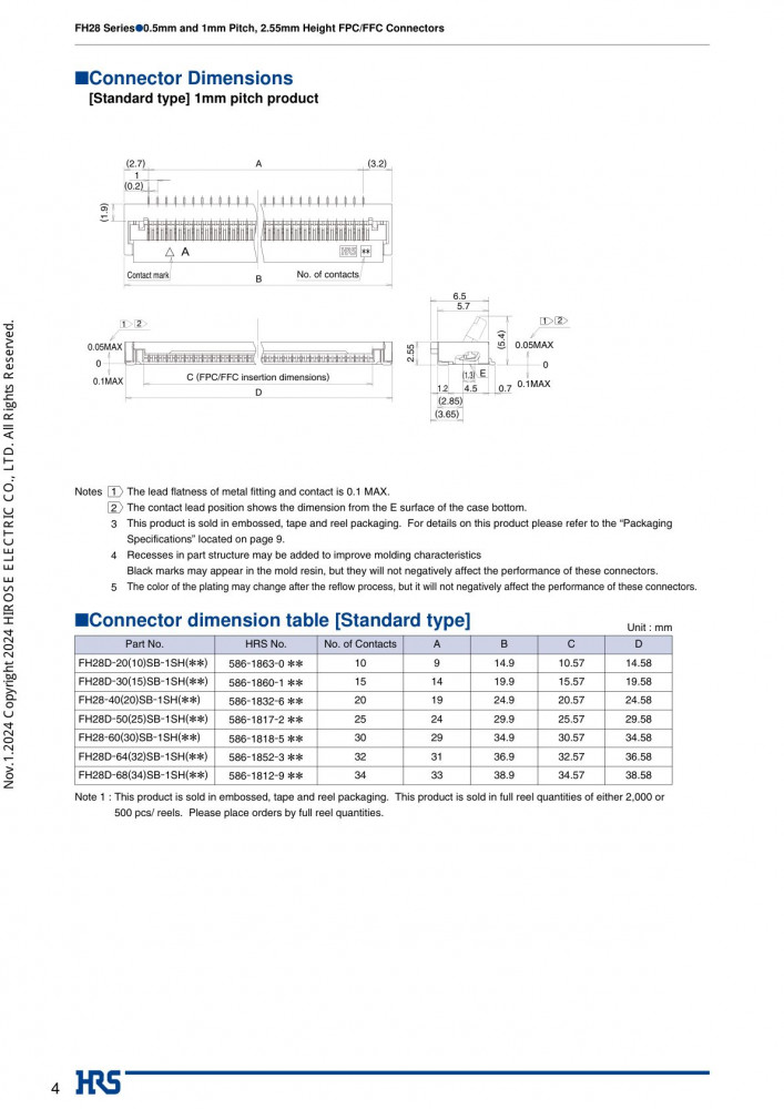 HRS FH28 Series technical document page 4