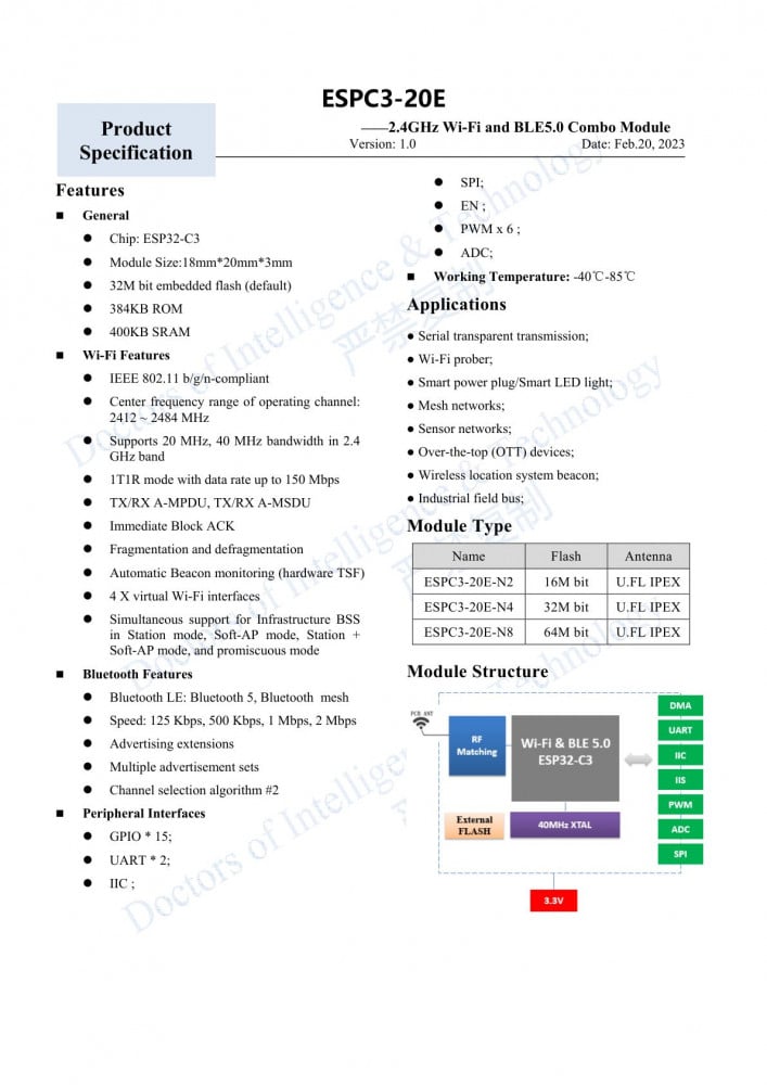ESPC3-20E-N4 datasheet page 1