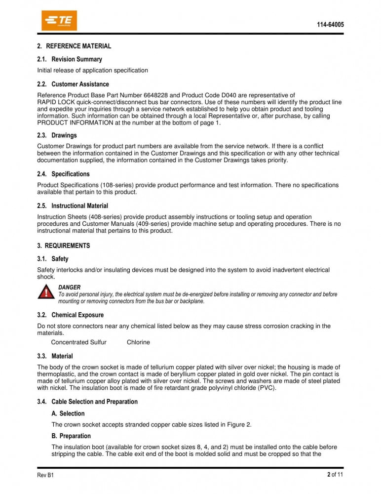 TE Connectivity RAPID LOCK application specification page 2