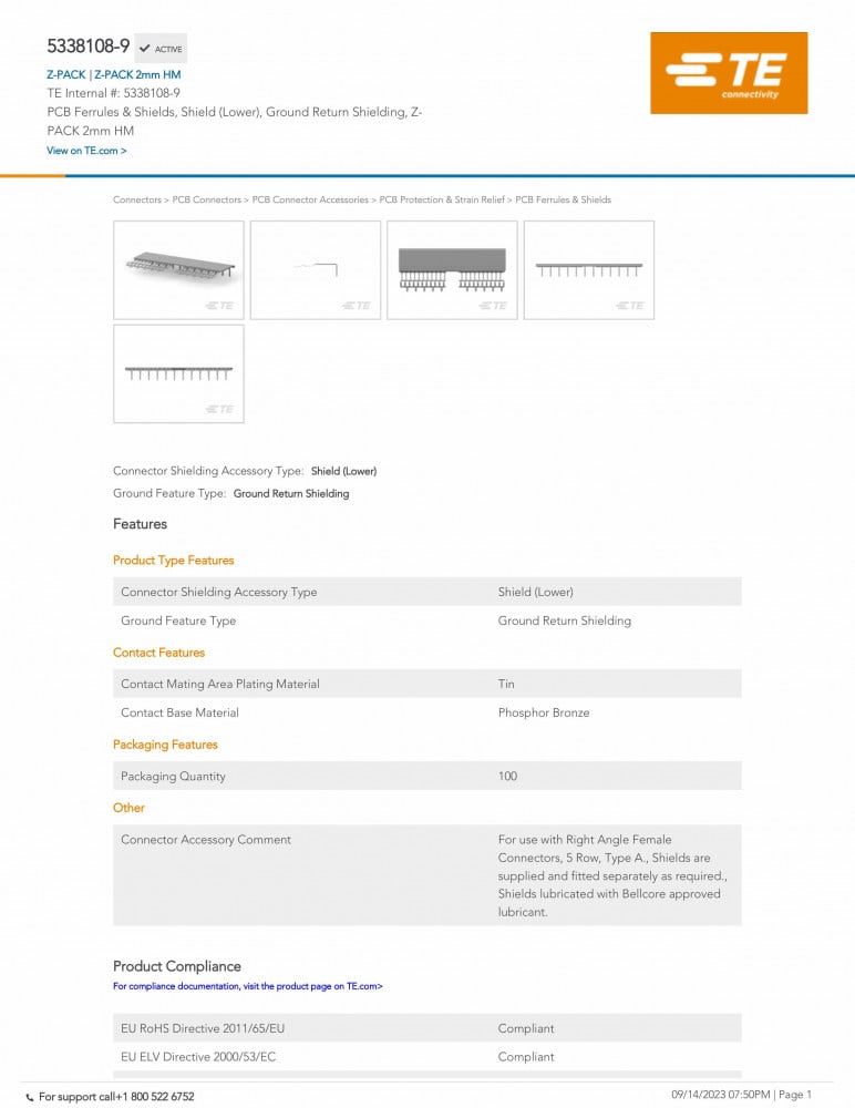 TE Connectivity 5338108-9 technical document page 1