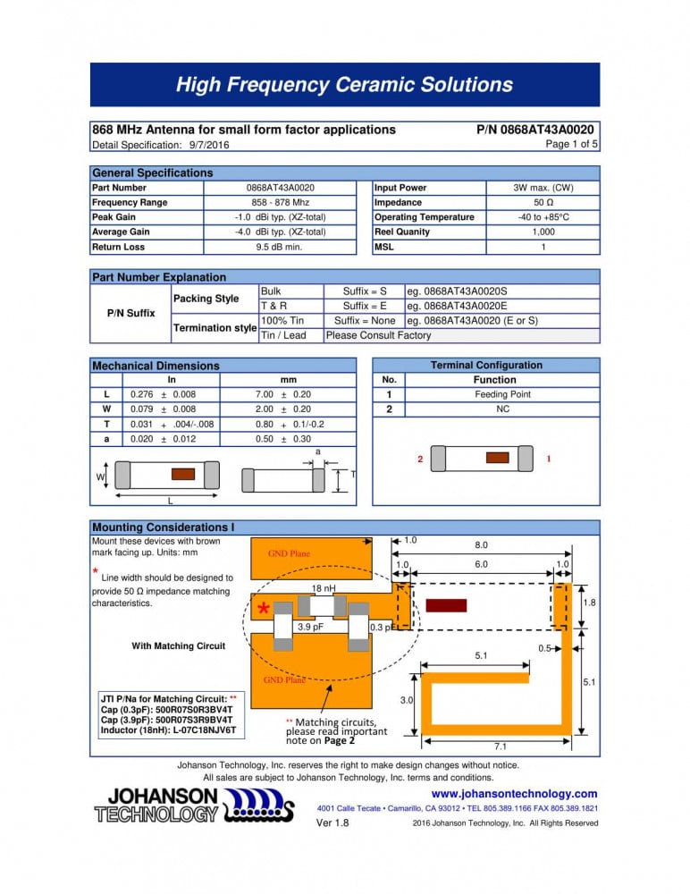 0868AT43A0020E datasheet page 1