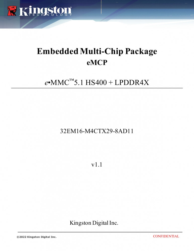 Kingston datasheet page 1
