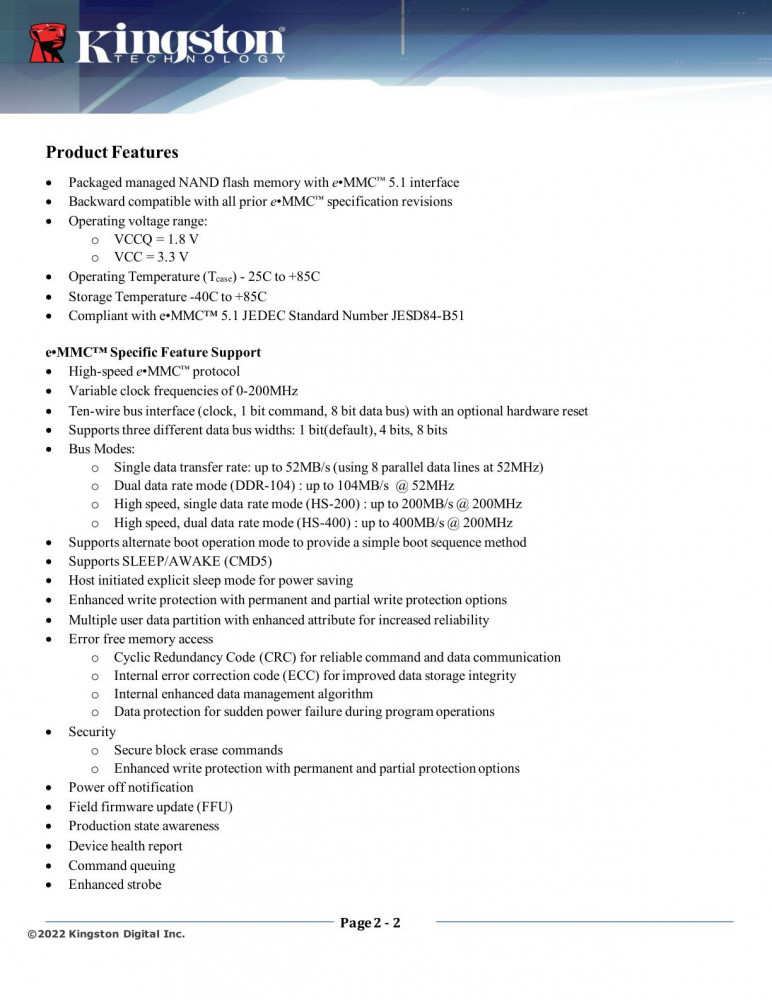 Kingston datasheet page 10
