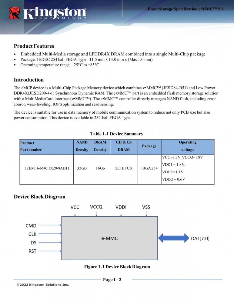 Kingston datasheet page 4