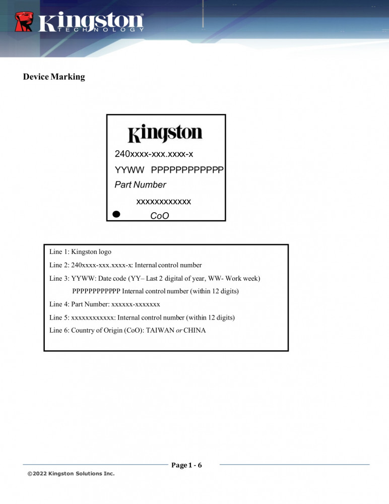 Kingston datasheet page 8