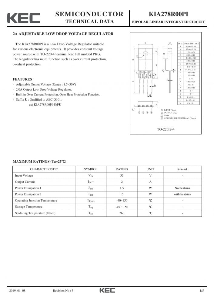 KIA278R00PI-U/P datasheet page 1