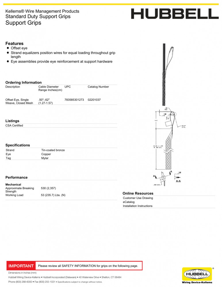 Burndy 02201037 product document image, page 1