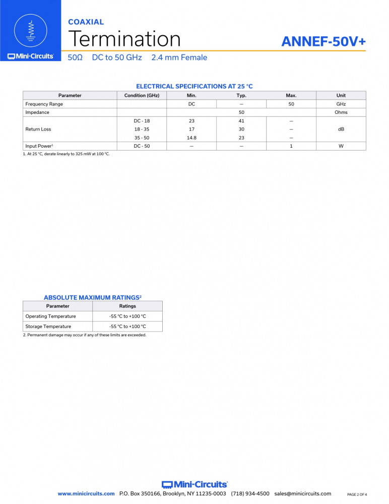 ANNEF-50V+ technical document page 2