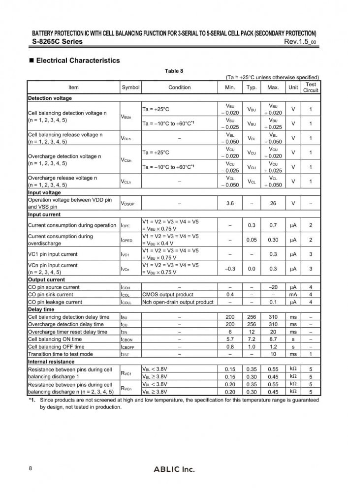 ABLIC S-8265C Series datasheet page 8