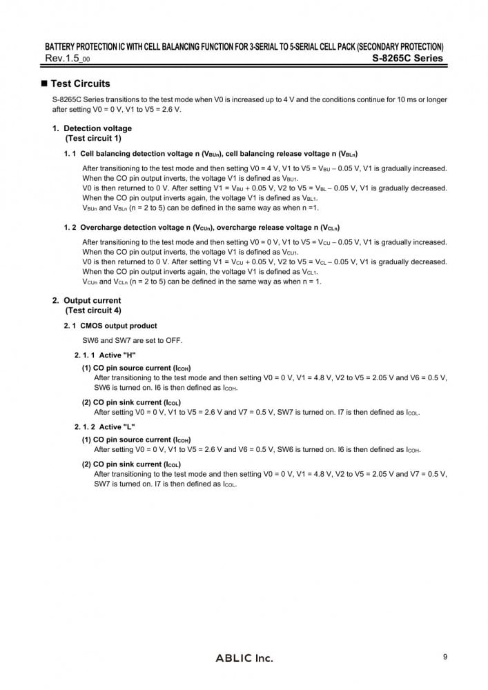 ABLIC S-8265C Series datasheet page 9