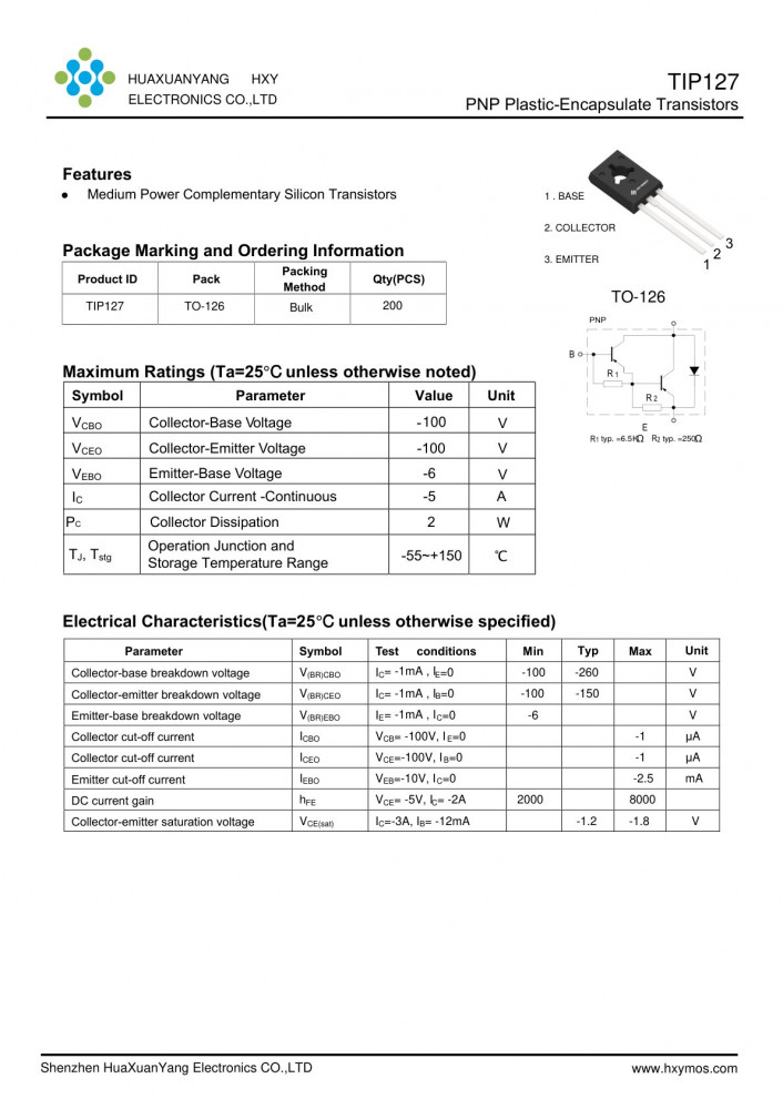 TIP127 datasheet page 1