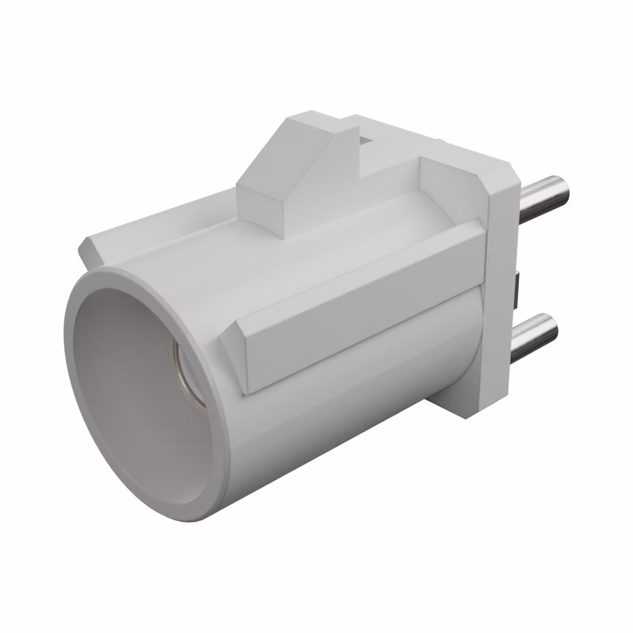 FAKRA Jack, Straight, PCB Receptacle, Through Hole, Die Cast Body, Tin (Sn) Plated, Keying Code B, Signal White, 50 Ohms for sale