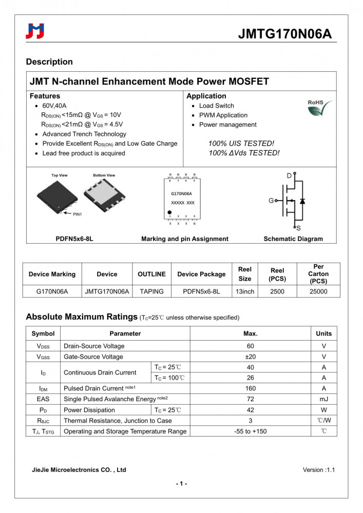 JMTG170N06A datasheet page 1