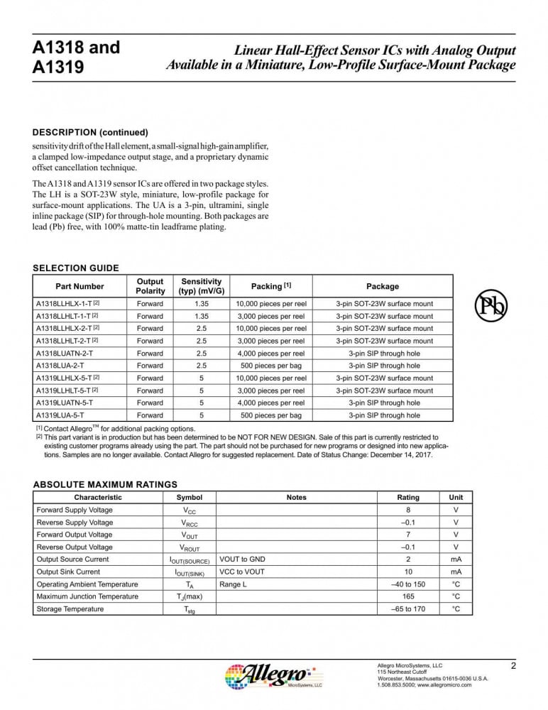 A1318 datasheet page 2