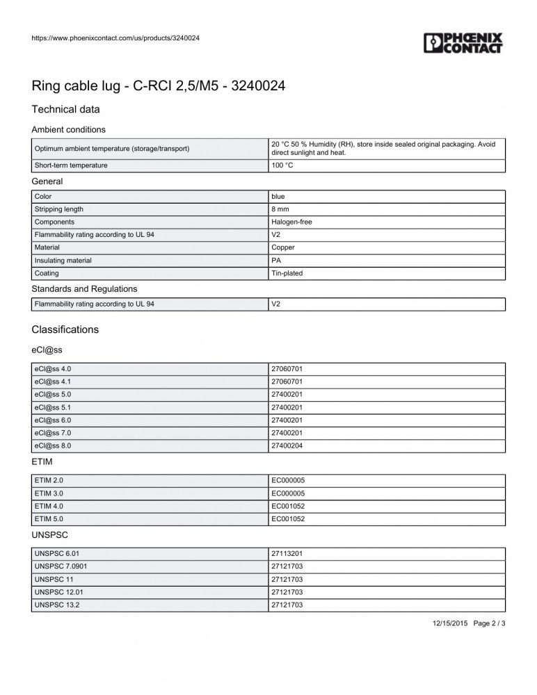 Phoenix Contact 3240024 technical data