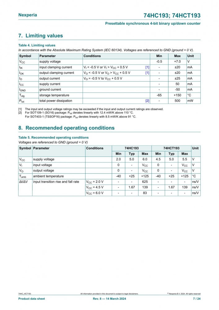 74HC193 datasheet page 7