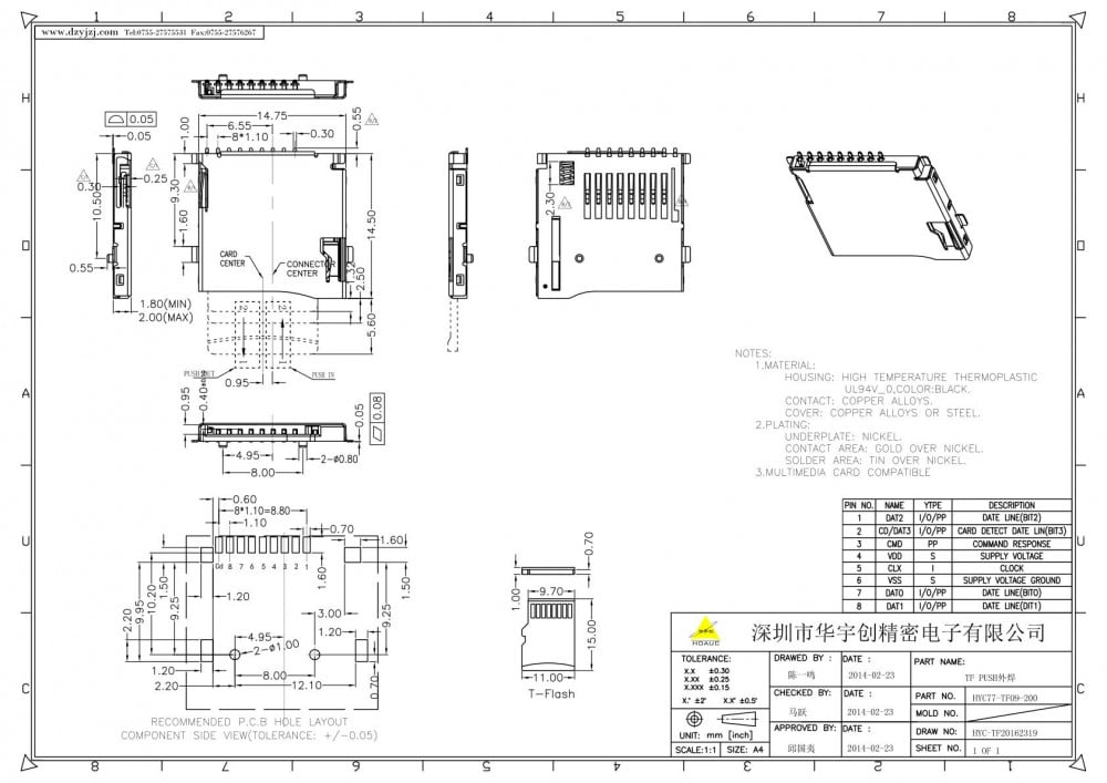 HOAUC HYC77-TF09-200 product drawing